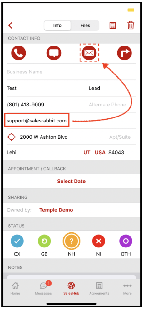 Access Our in-App Lead Communication Tool - SalesRabbit